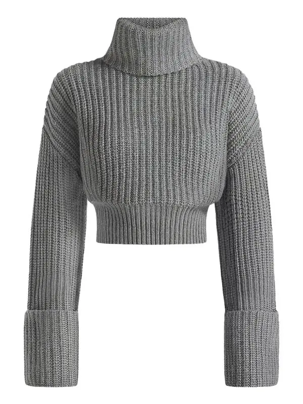 Manière De Voir Amaya Roll Neck Knit Jumper With Cuffs - Grey