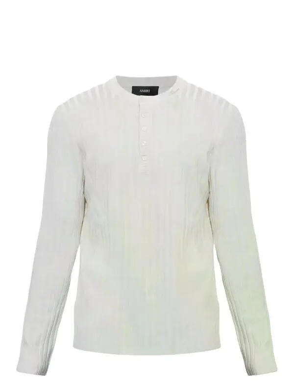 Amiri Henley Ribbed-knit Embroidered-logo Sweater - Neutrals