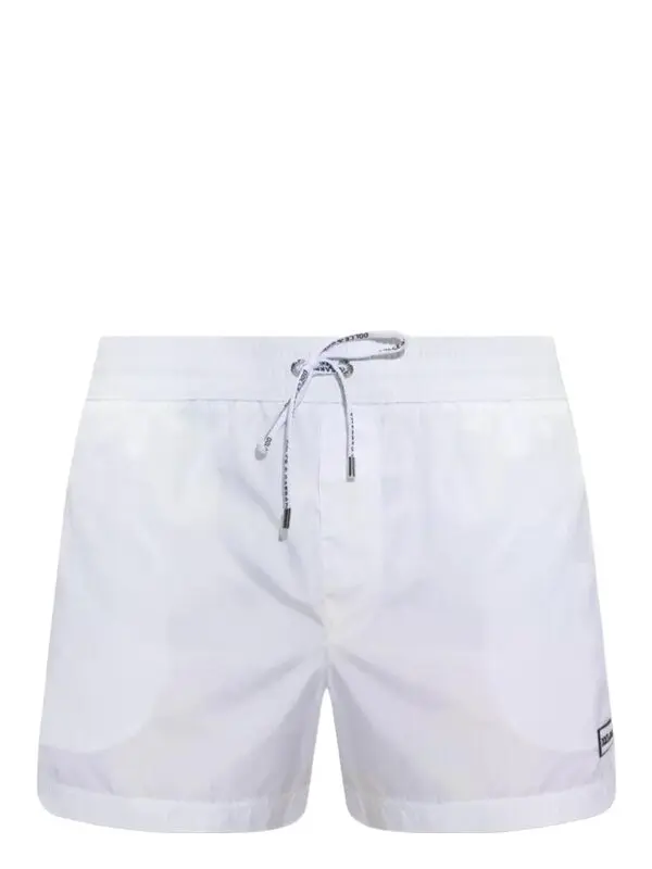 Dolce & Gabbana Drawstring-waist Logo-patch Swim Shorts - White