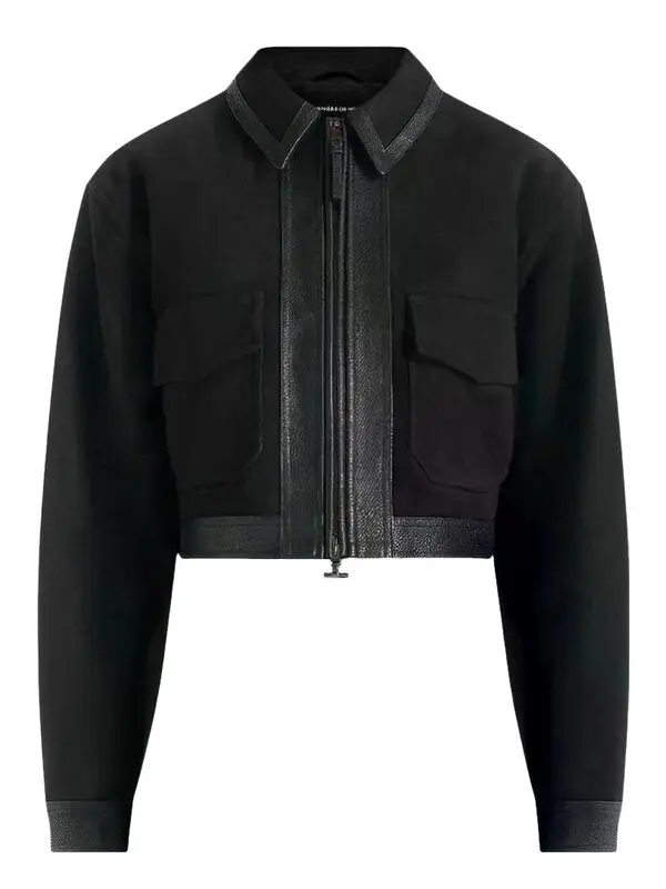 Manière De Voir Suede And Pebbled Leather Jacket - Black