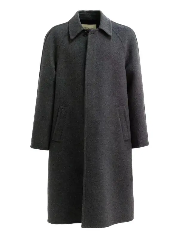 Valentino Garavani Raglan-sleeve Single-breasted Coat - Grey
