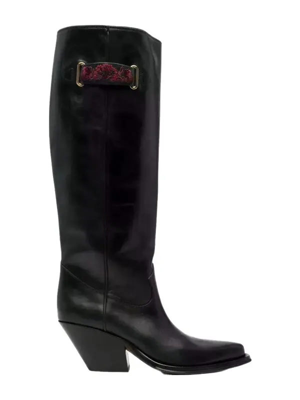 Chloé Azelan Embroidered Boots - Black