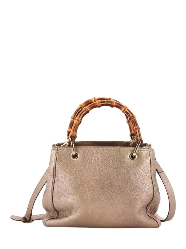 Gucci Bamboo Shopper Leather Small Tote Bag - Metallic