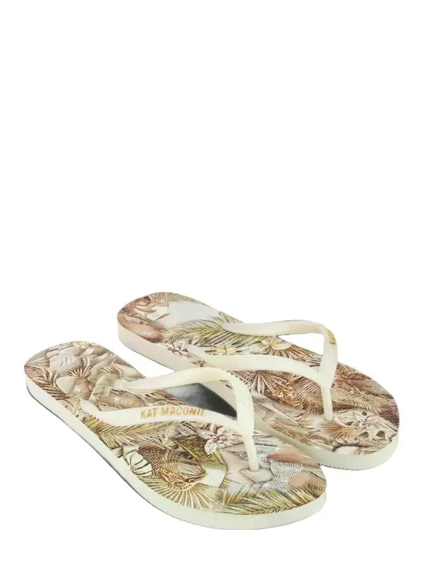 KAT MACONIE Sola Leaf-print Flip-flops - Neutrals