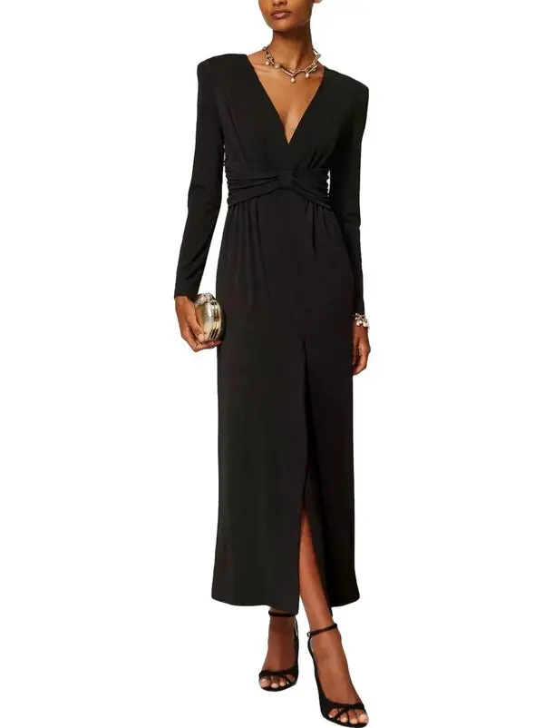 TWINSET Long Dress With Draping - Black