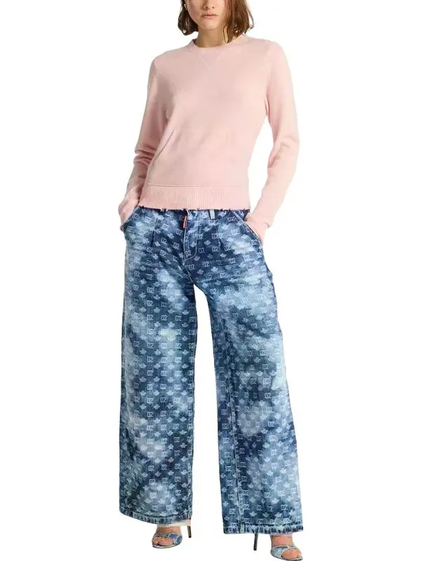 Dsquared2 Monogram Wide Leg Jeans - Blue