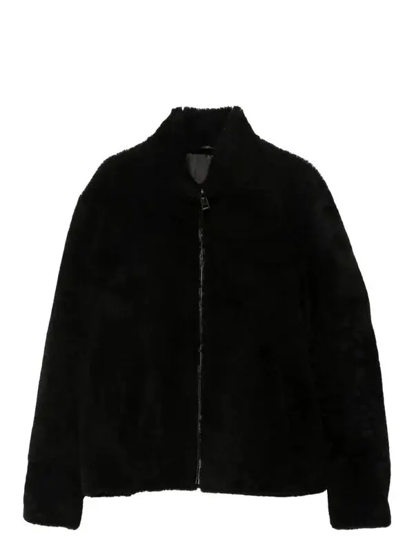 ERALDO High-neck Shearling Jacket - Black