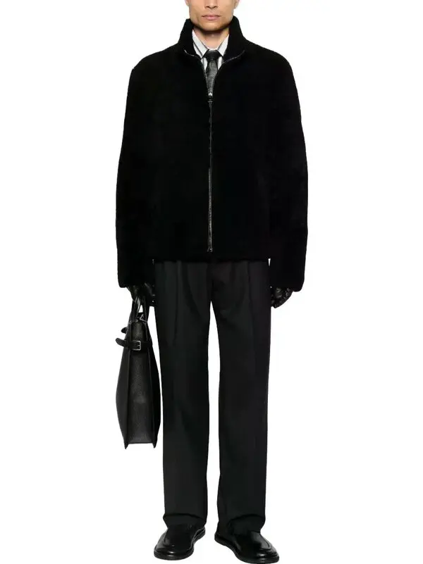 ERALDO High-neck Shearling Jacket - Black