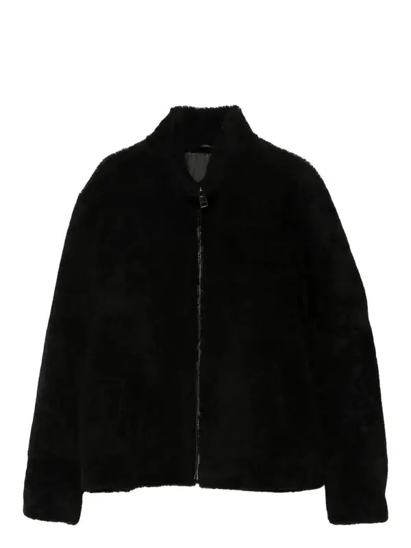 ERALDO High-neck Shearling Jacket - Black
