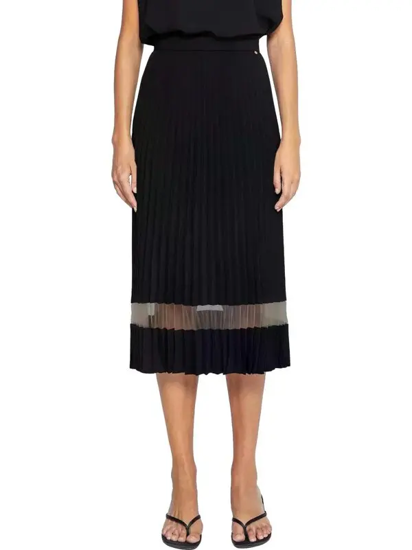 NISSA Pleated Midi Skirt - Black