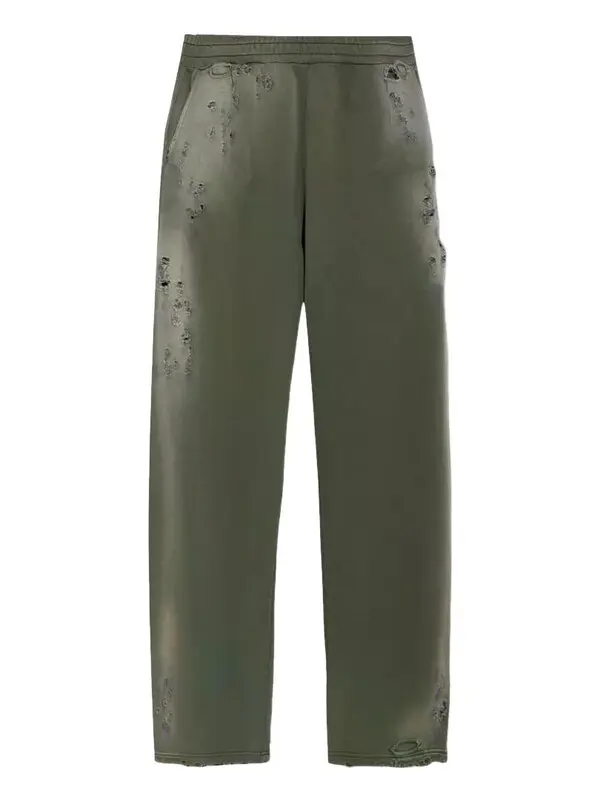 DIESEL® Cotton Sweatpants With Destroyed Effect - Green