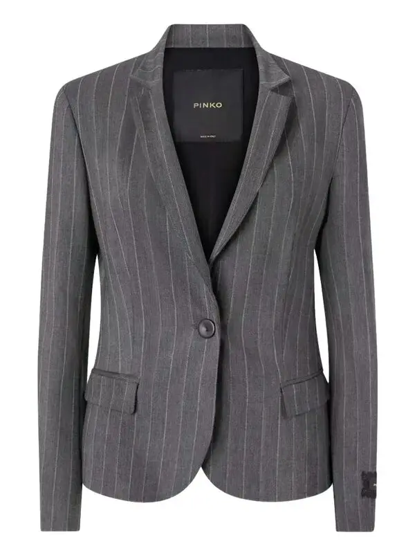 Pinko Pinstripe Pattern Notched Lapels Jacket - Grey