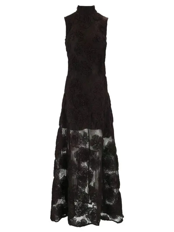 ROTATE BY BIRGER CHRISTENSEN 3d Flower Maxi Dress Dark - Brown