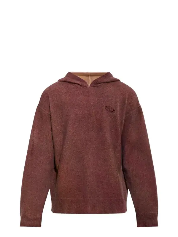 DIESEL® Double-dyed Hoodie In Wool-blend Knit - Red