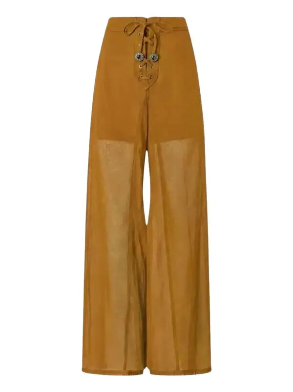 Pinko Lace-up Gabardine-panel Trousers - Brown