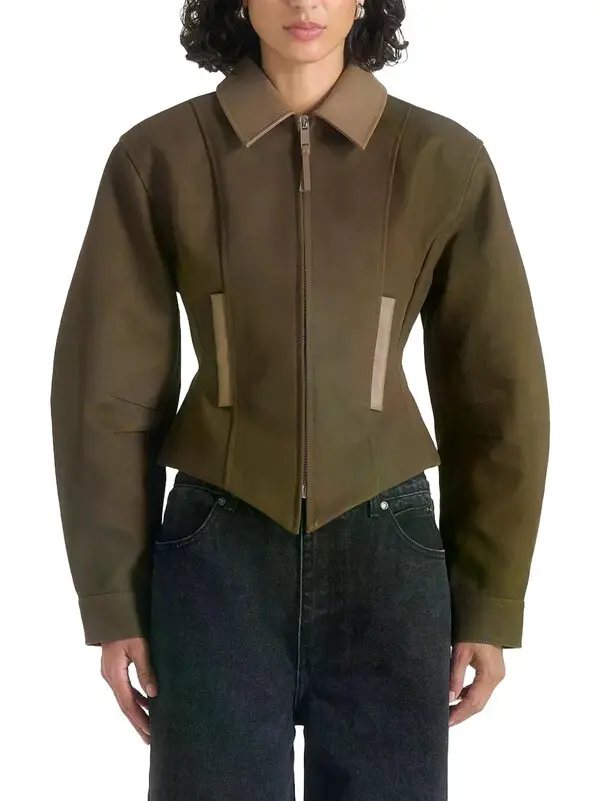 Manière De Voir Sky Hourglass Gabardine Jacket - Green