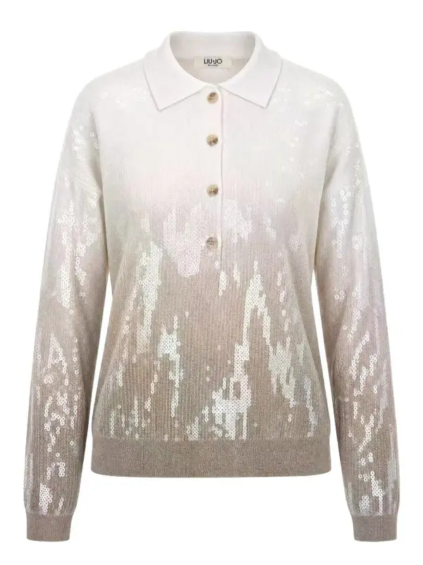 Liu Jo Sequin-embellished Ombré Polo Shirt - White