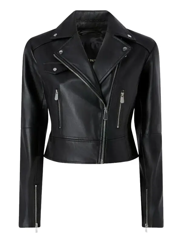 Pinko Nappa Leather Biker-style Jacket - Black