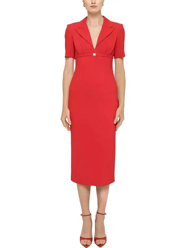 NISSA Fitted Midi Dress - Red