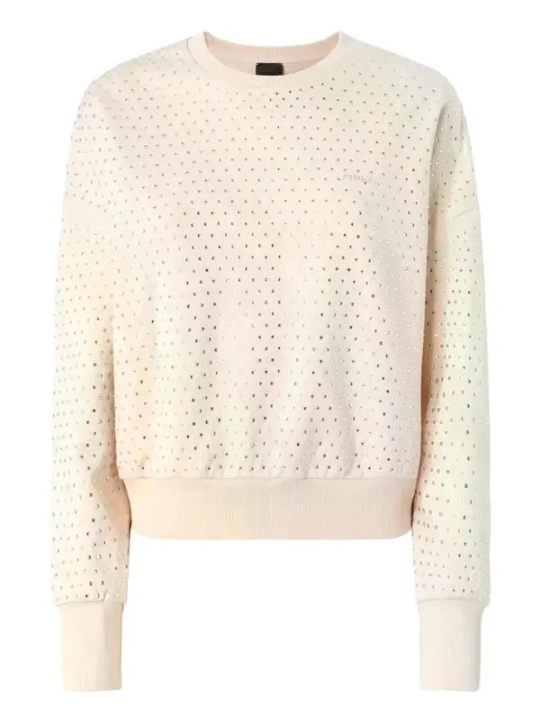 Pinko Fully Rhinestoned Fleece Sweater - Neutrals