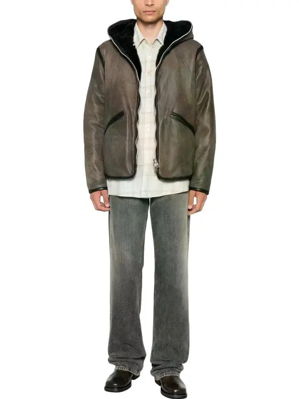 Our Legacy Shearling Zip-fastening Hooded Jacket - Grey