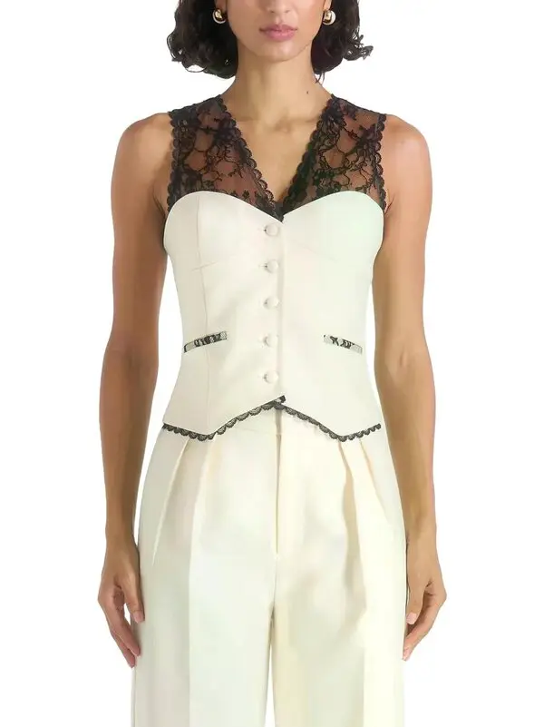Manière De Voir Veronica Lace Tailored Corset Waistcoat - White