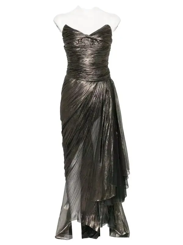 MARIA LUCIA HOHAN Metallic-effect Lace-up Dress - Grey