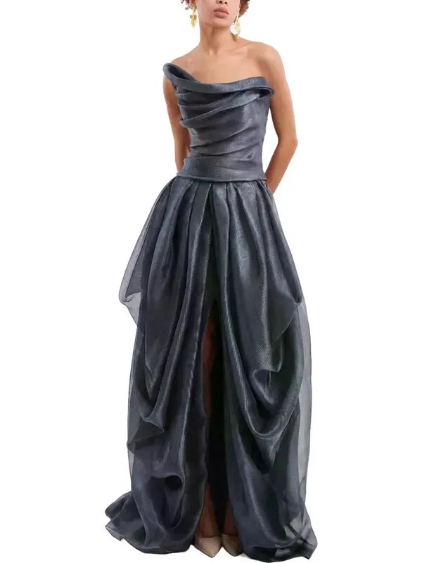 GEMY MAALOUF Strapless Draped Gown - Blue