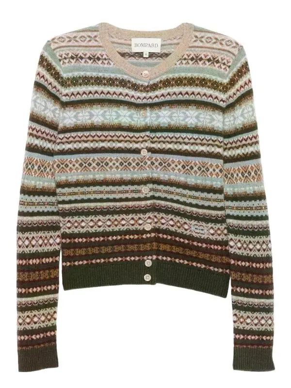 Eric Bompard Fair Isle Cashmere Cardigan - Brown