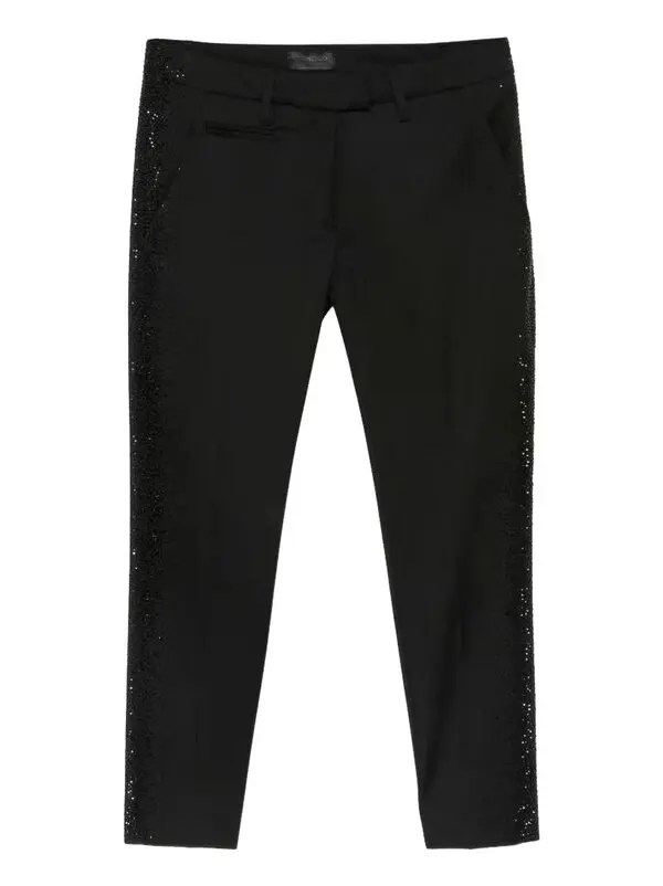 DONDUP Crystal-embellished Slim-fit Trousers - Black