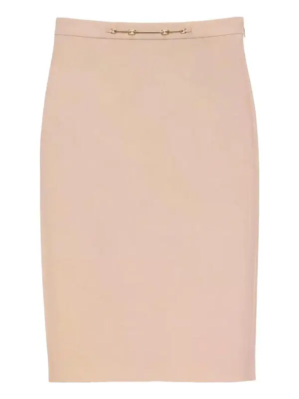 Elisabetta Franchi Gold-tone Hardware Pencil Midi Skirt - Neutrals