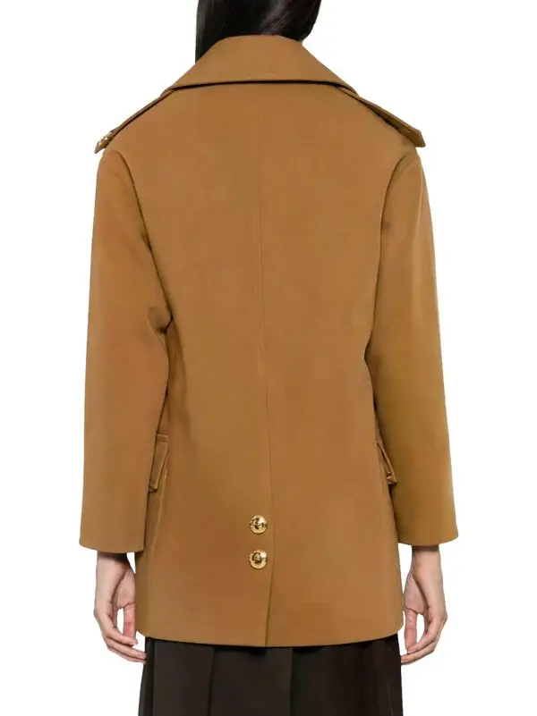 Elisabetta Franchi Double-breasted Epaulette Coat - Brown