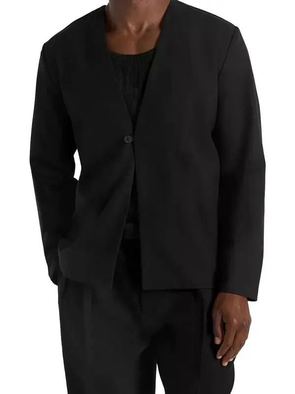 Manière De Voir Alex In Minimal Kimono Wool-blend Blazer - Black