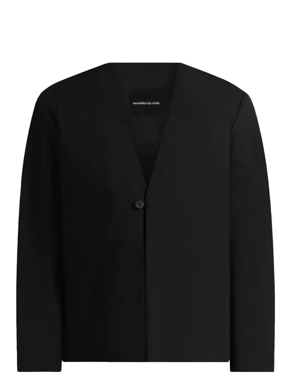 Manière De Voir Lars In Minimal Kimono Wool-blend Blazer - Black