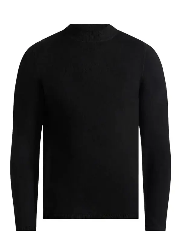 Manière De Voir Fitted Mock Neck Wool-blend Jumper - Black