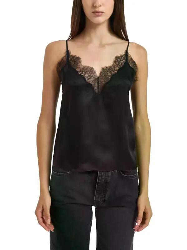 ANINE BING Lace-trim Camisole Top - Black