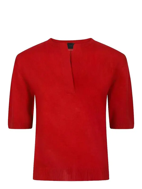 Pinko V-neck Sweater In Wool And Cashmere - Red