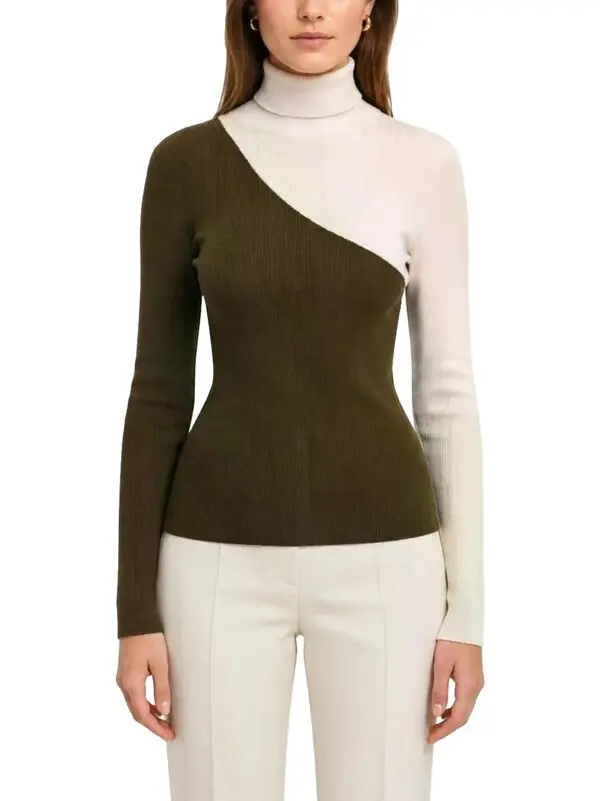 Essentiel Antwerp Two-tone Ribbed-knit Sweater - Brown