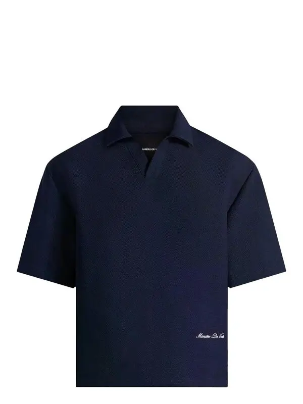 Manière De Voir Joss In Navy Boxy Signature Polo Shirt - Blue