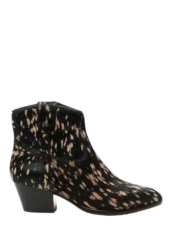 Ash Pony-fur Ankle Boots - Black