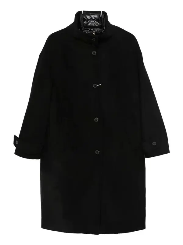 Herno Button-up Funnel-neck Coat - Black