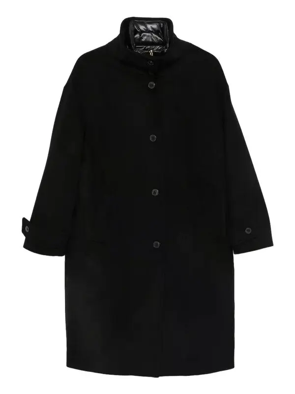 Herno Button-up Funnel-neck Coat - Black