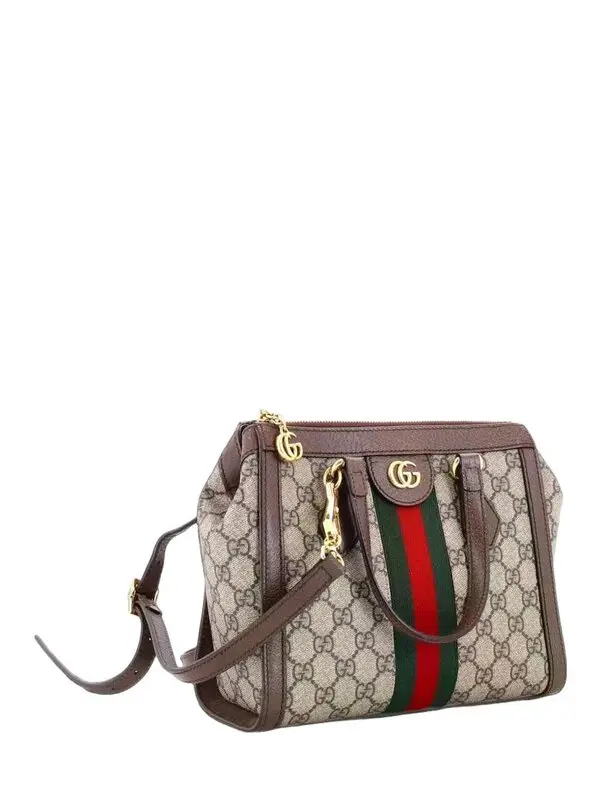 Gucci Ophidia Top Handle Gg Coated Canvas Small Tote Bag - Brown