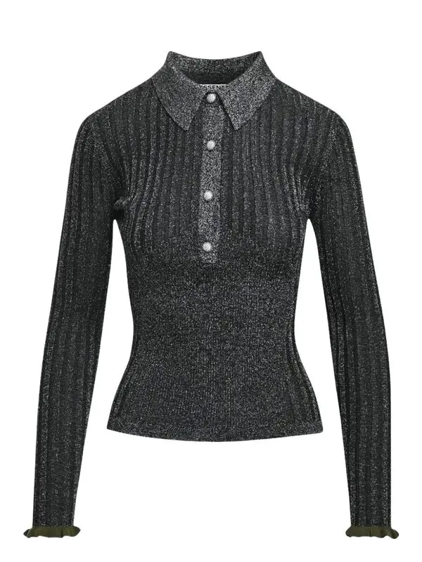 Essentiel Antwerp Ribbed-knit Polo Shirt - Grey