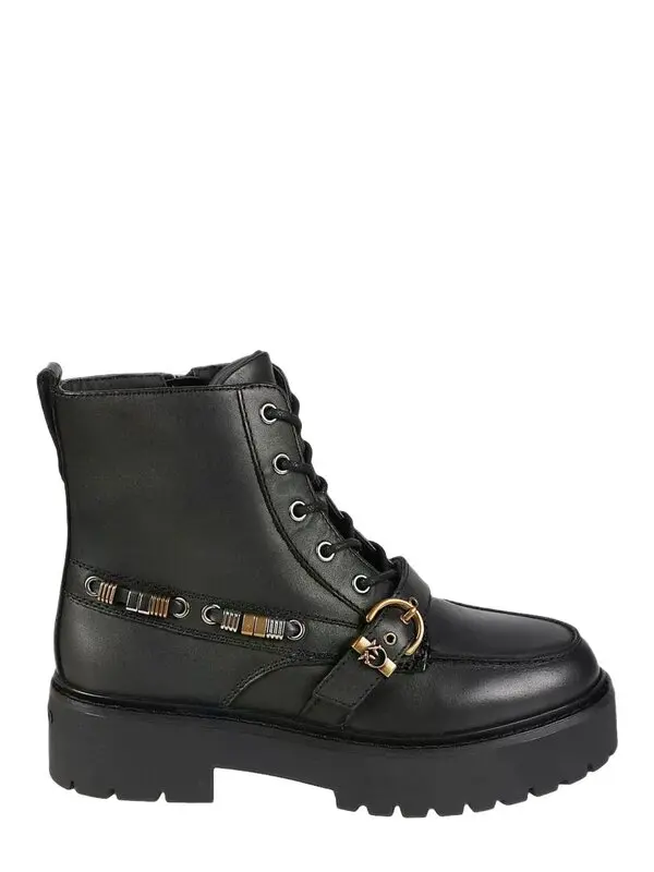 Pinko Buckle-detail Lace-up Ankle Boots - Black