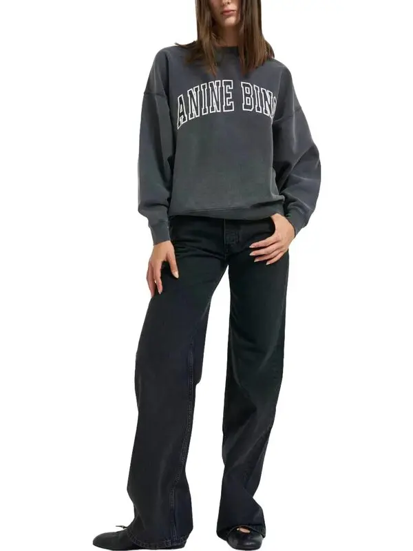 ANINE BING Logo-print Drop-shoulder Sweater - Grey