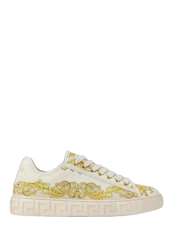 Versace Greca Printed Silk-twill Trainers - Neutrals
