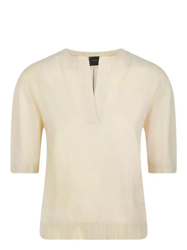 Pinko V-neck Sweater In Wool And Cashmere - Neutrals