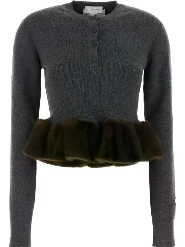 Stella McCartney Faux-fur Peplum Sweater - Grey