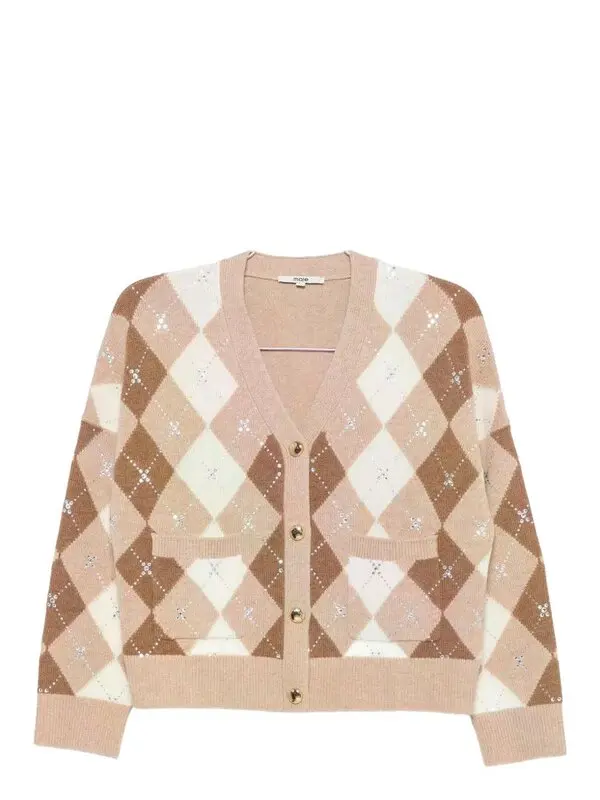 Maje Argyle-pattern Crystal-embellished Cardigan - Neutrals